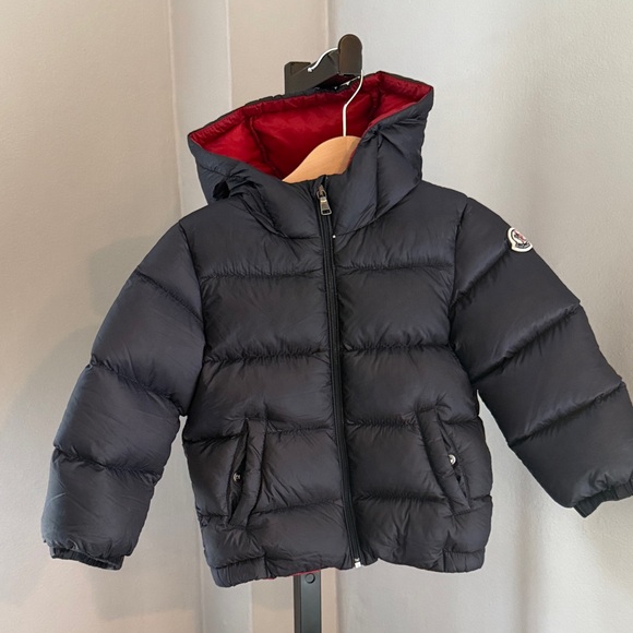 Moncler | Jackets & Coats | Moncler Navy Puffer Jacket Red 8 24 Months ...